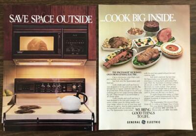 1981 General Electric Spacemaker Microwave 2-pg Ad Space Outside Cook ...