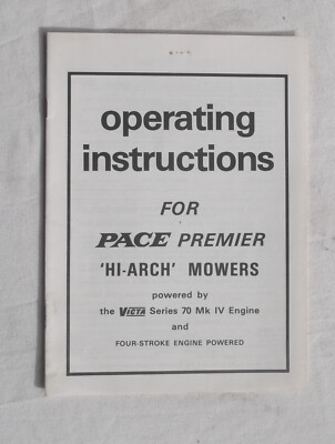 Victa Pace Premier Lawn Mower Operating Instructions Booklet | eBay ...