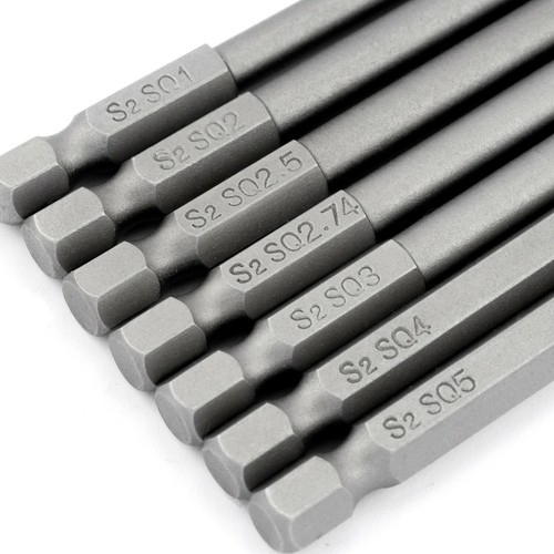 7pcs SQ1 To SQ5 Square 4 Point Magnetic Hex Driver Bit Robertson ...