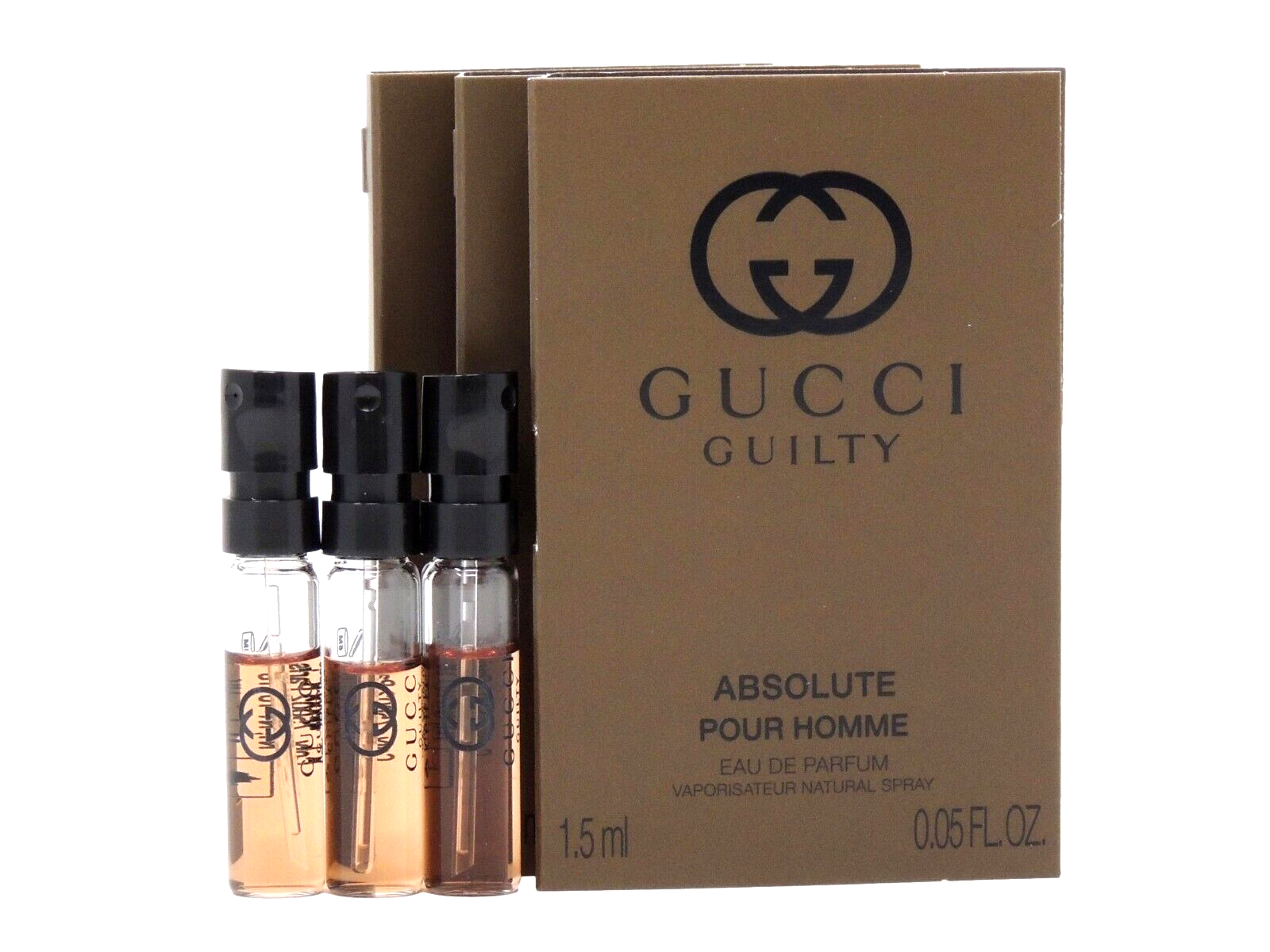 GUCCI GUILTY ABSOLUTE POUR HOMME EAU DE PARFUM 1.5ml .05fl oz x 3 SPRAY ...