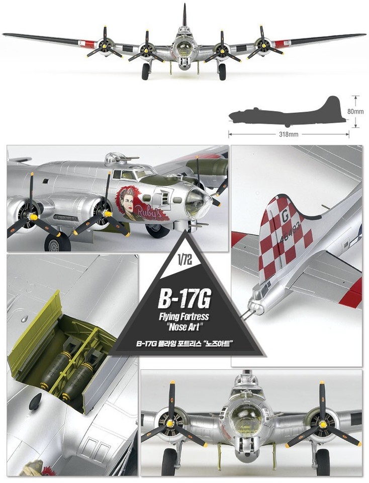 Academy 1/72 B-17G Flying Fortress "Nose Art" Aircraft Plastic model ...