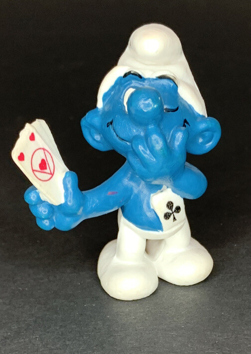 Smurfs Card Player Smurf 20056 Vintage Figure Rare PVC Toy Casino Poker ...