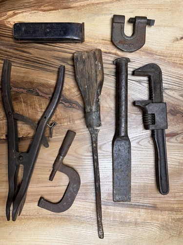 Vintage Misc Tools - Pipe Wrench, Clamp, Chisel, Micrometer | eBay