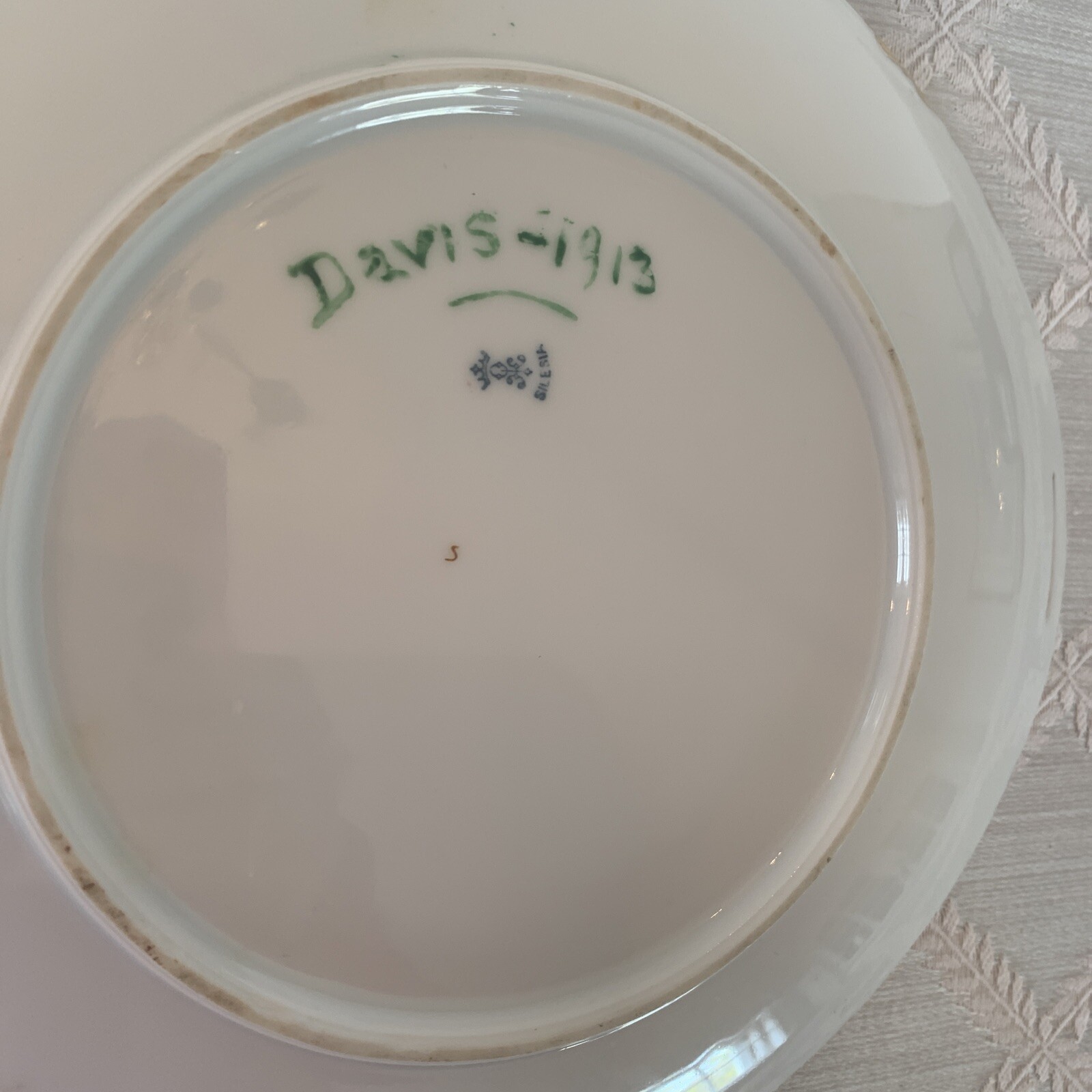 ANTIQUE SILESIA HANDLED PORCELAIN 10" CAKE PLATE HAND PAINTED GOLD TRIM ...