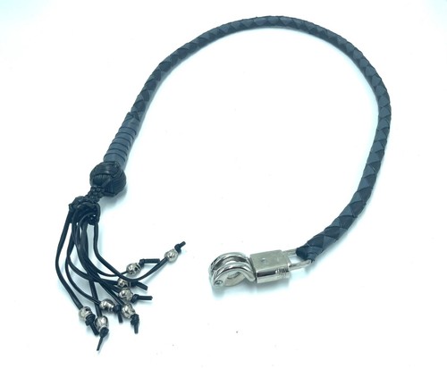 42" Motorcycle Get Back Whip Black Leather Biker &Grey Whip for ...