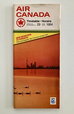 Air Canada timetable 1984/04/29 April 29 Expo Vintage 80s | eBay