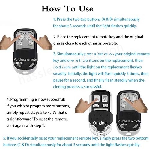 2x 433MHZ Universal Garage Door Gate Car Remote Control Replacement ...