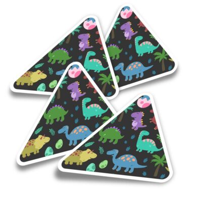 4x Triangle Stickers - Cartoon Dinosaurs Dino Kids T-Rex #8820 | eBay