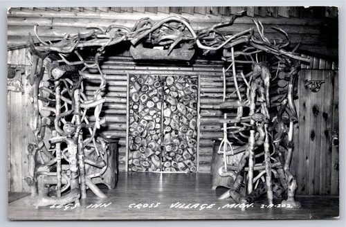 RPPC~Cross Village MI~Legs Inn Interior Antler Collection~Real Photo ...