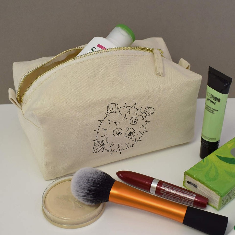 'Puffer Fish' Canvas Wash Bag / Makeup Case (CS00012499) | eBay