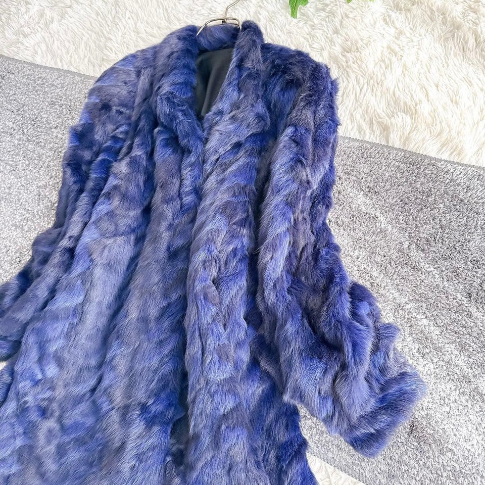 Vintage CELINE Purple Dyed Fur Women's Semi-long Coat L-XL SH18.9" W24 ...
