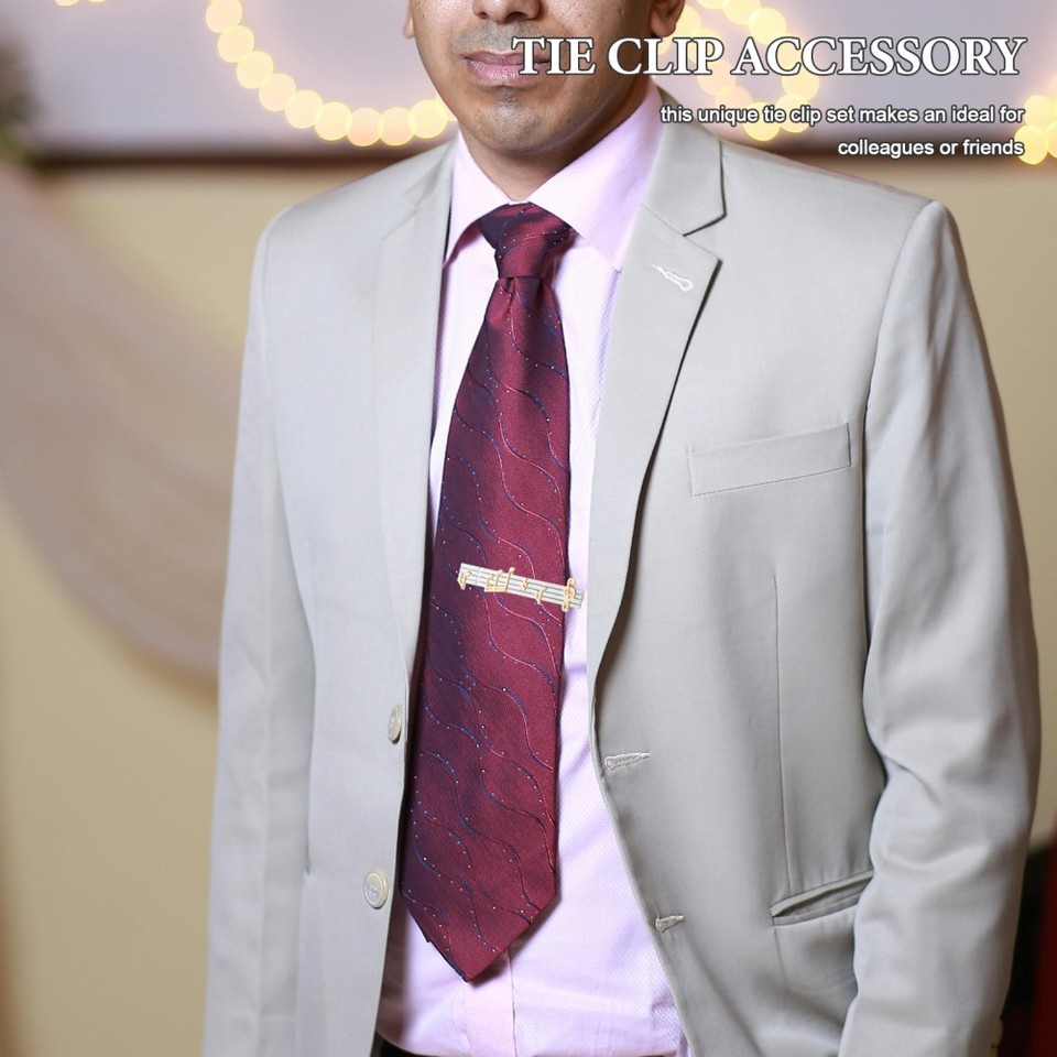 Tie Pin For Men: Music Note Clip - Metal Business Suit Accessory With ...