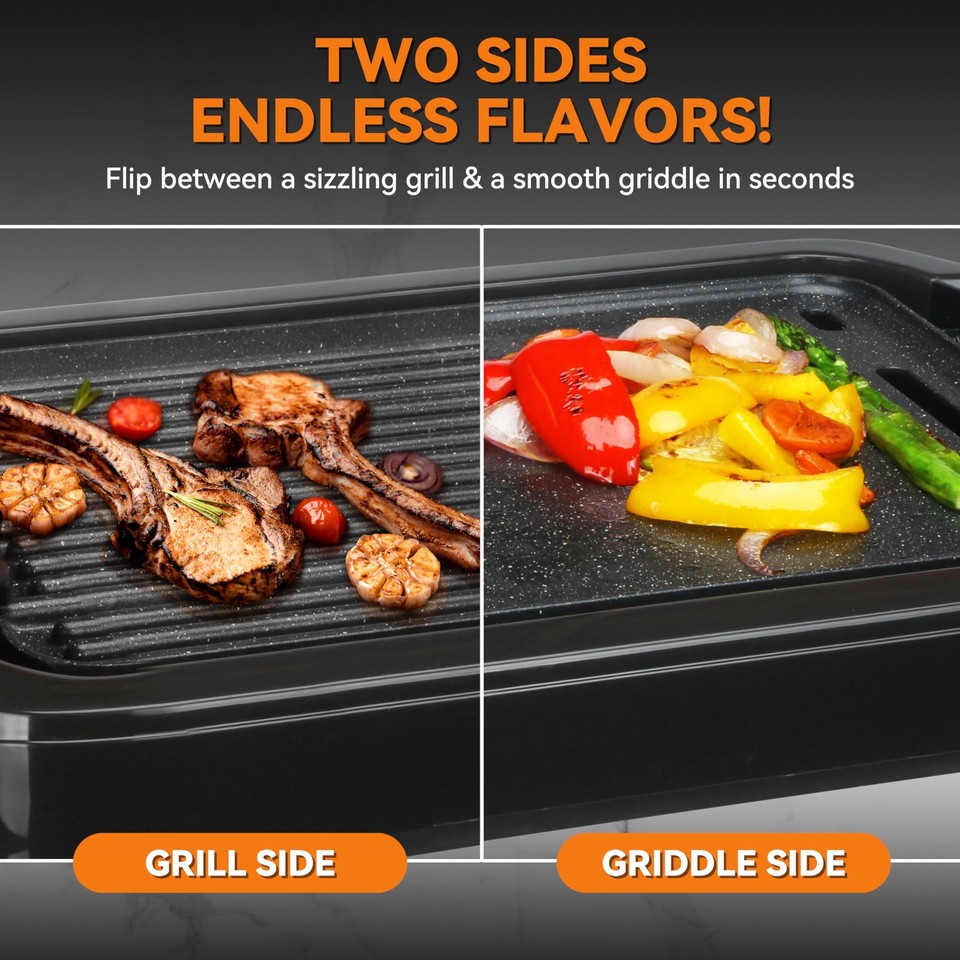 Baker’s Friend Indoor Griddle & Grill, Electric Griddle with 2 in 1 ...
