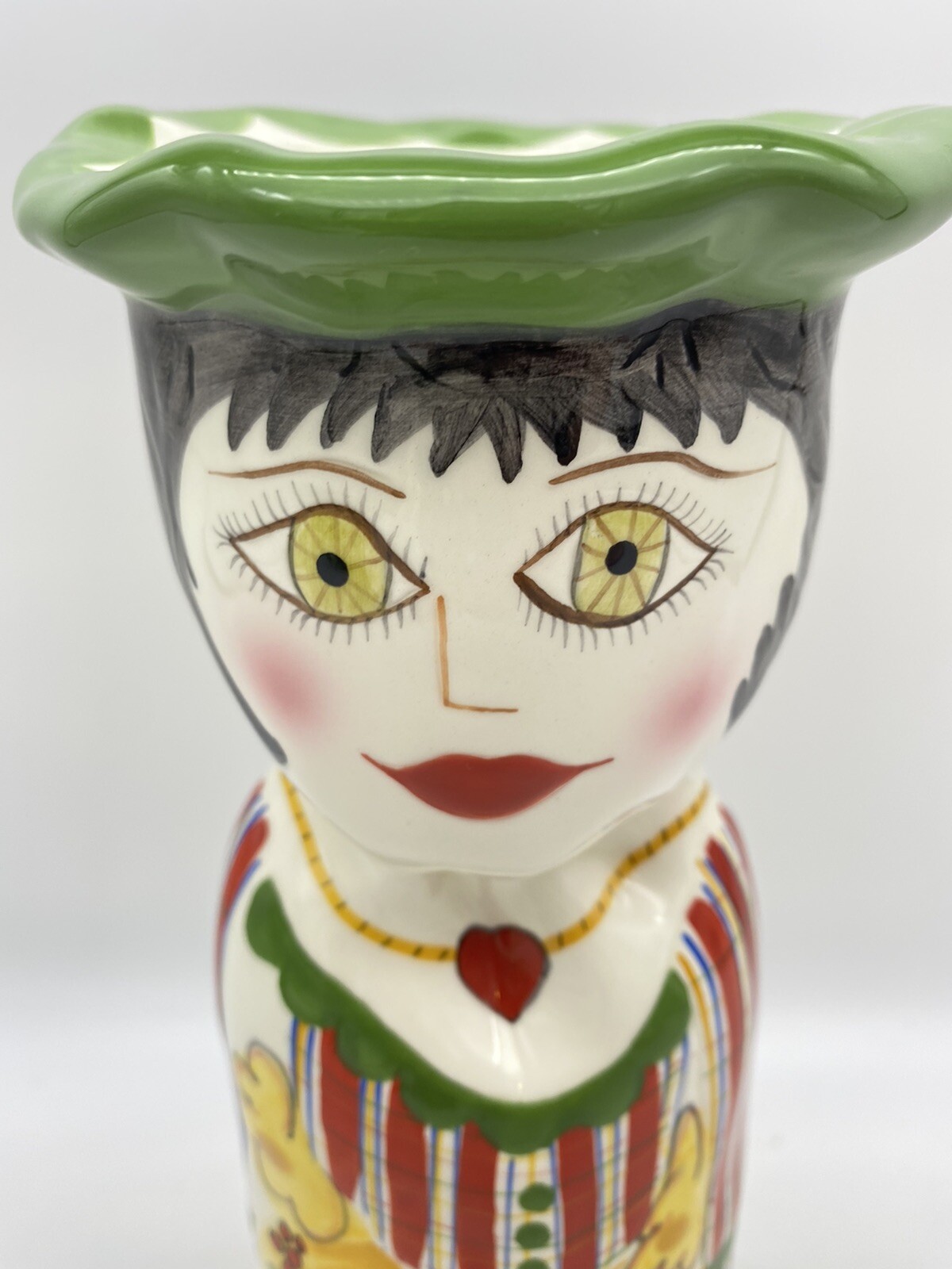 Bella Casa Vase Daisy Susan Paley by Ganz Ceramic 10 3/4" Green Hat ...