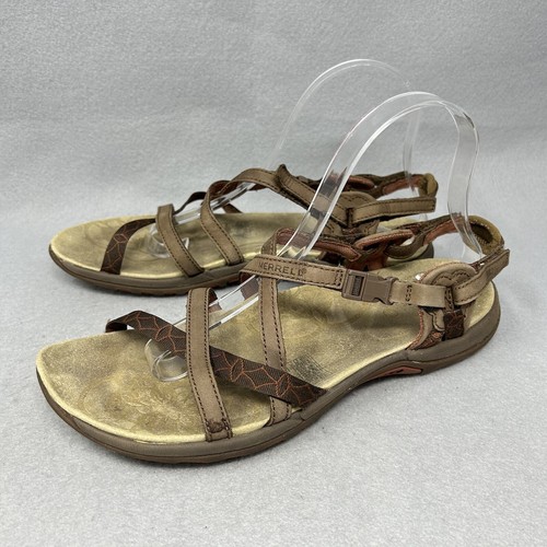 Merrell Jacardia Womens Dark Earth Brown Outdoor Strappy Sandals Size ...
