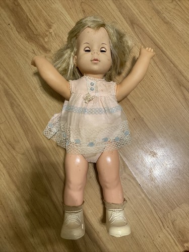 Vintage 1964 Mattel BABY FIRST STEP DOLL Baby Doll Battery Op Blonde ...
