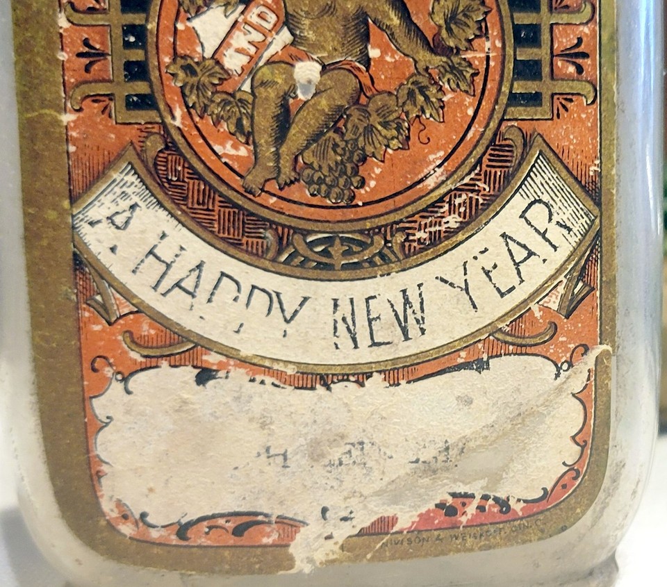 Pre Prohibition Merry Christmas Whiskey Flask Bottle. Geo. L, Thue ...