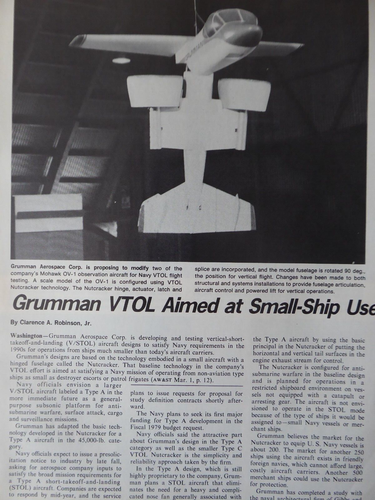 9/1976 ARTICLE 6 PAGES US NAVY GRUMMAN V/STOL NUTCRACKER VTOL | eBay