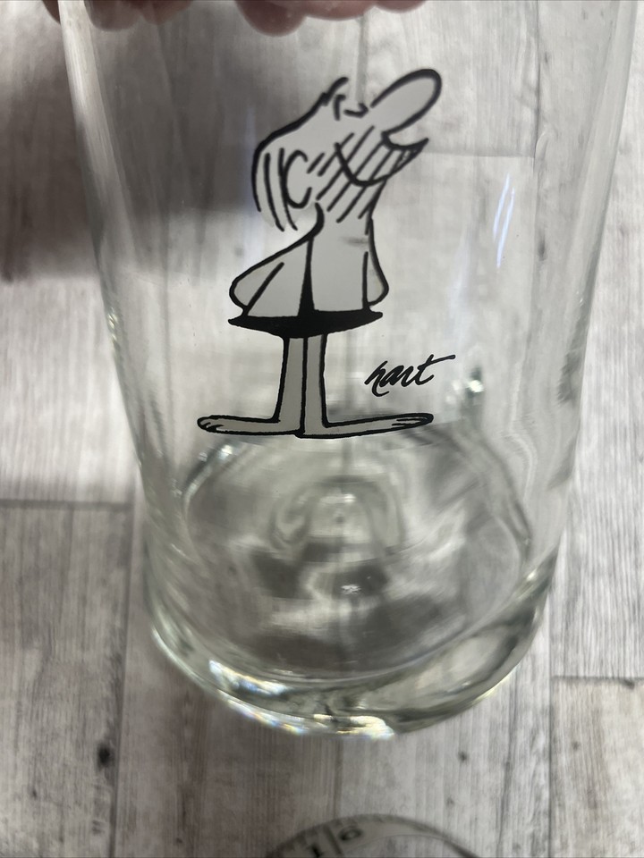 Vintage Johnny Hart BC Comics Caveman Pinched Sides Drinking Glass ...