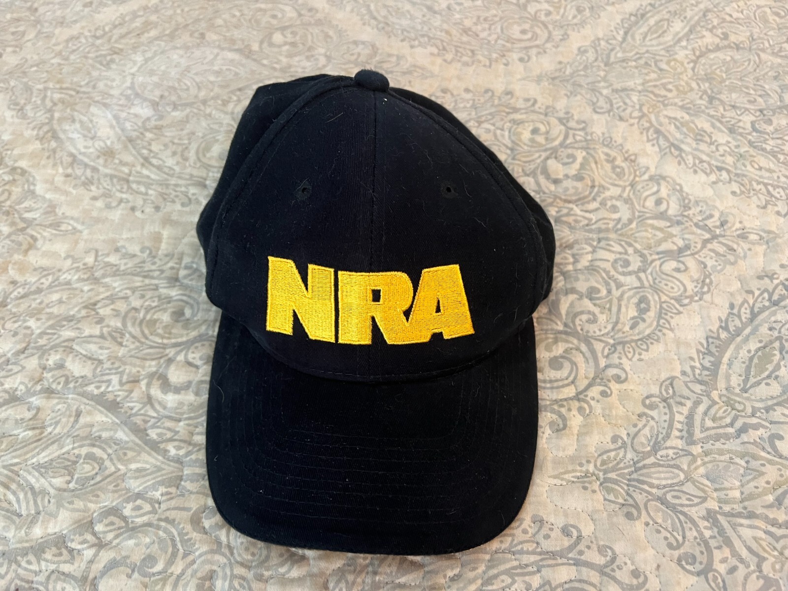 NRA Hat Adult Black Yellow Embroidered Baseball Cap USA Flag | eBay