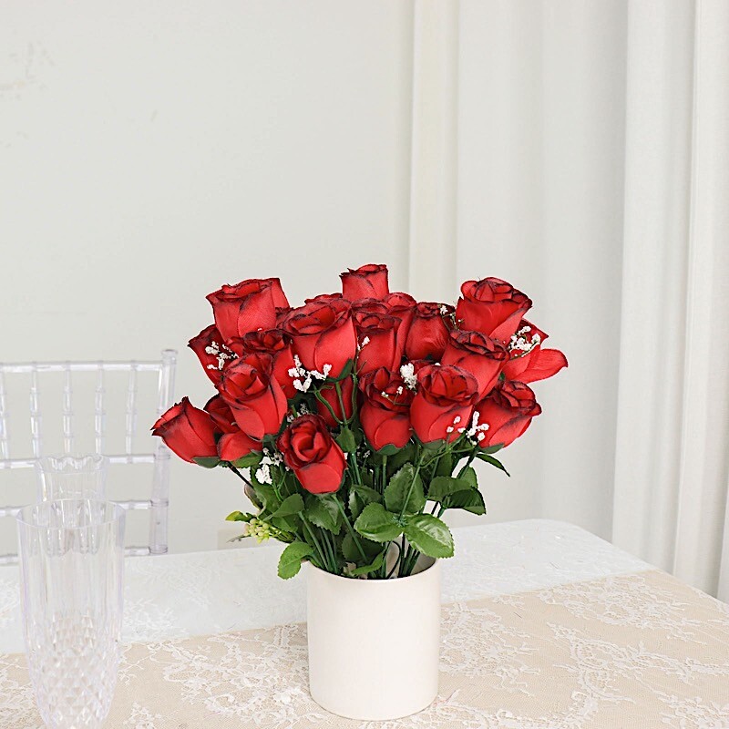 12 bushes - 84 Silk BUDS ROSES Wedding FLOWERS Bouquets Supply for ...