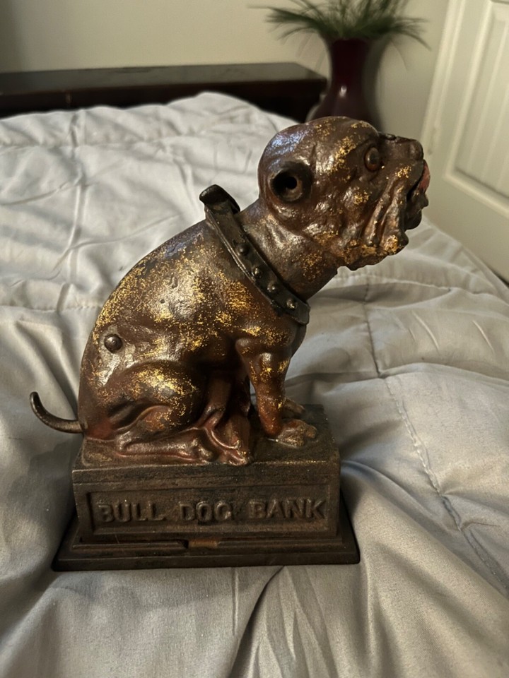 1875 Original cast iron bull dog mechanical bank | eBay