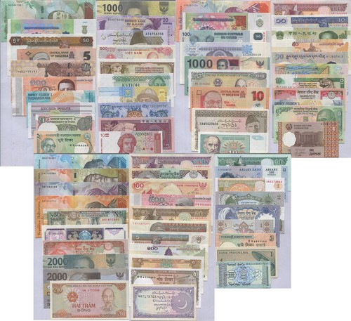 WORLD BANKNOTES SET 70 PCS LOT DIFFERENT NOTES ALL UNC | eBay