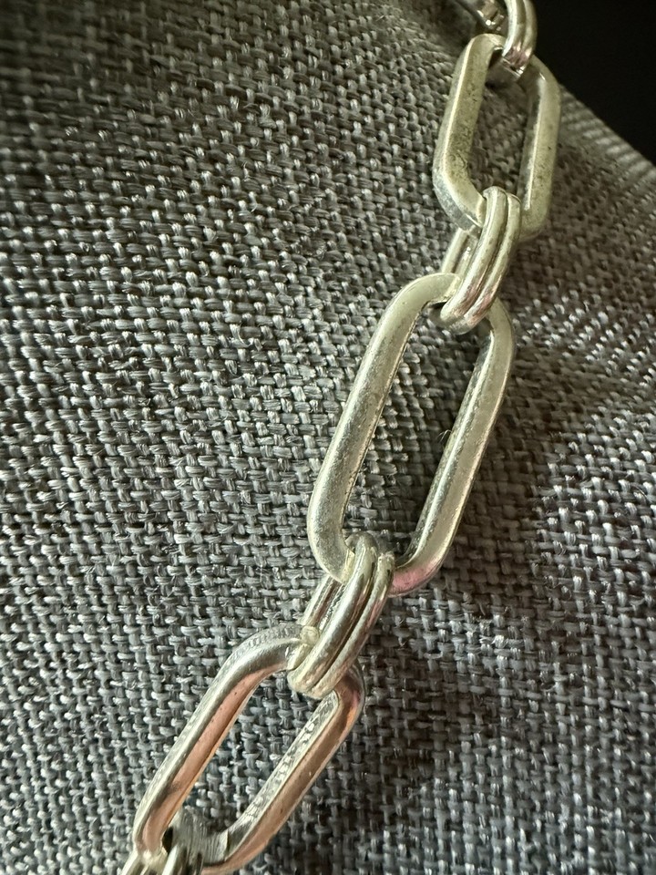 Vtg. Paper Clip Chain Link Necklace Silver Tone Station Minimalist ...