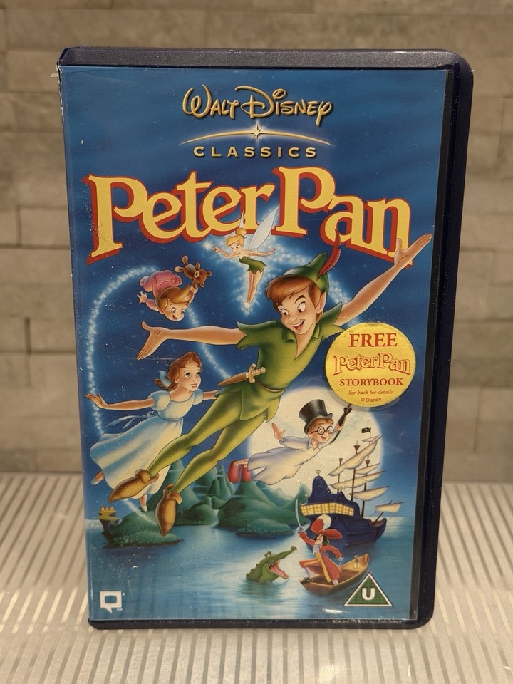 Peter Pan Cartoon VHS 1993 Video Cassette Tape Vintage Walt Disney Blue ...