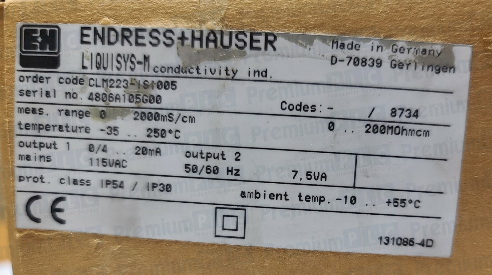 NEW ENDRESS+HAUSER CLM223-IS1005 LIQUISYS-M CLM223 CONDUCTIVITY ...
