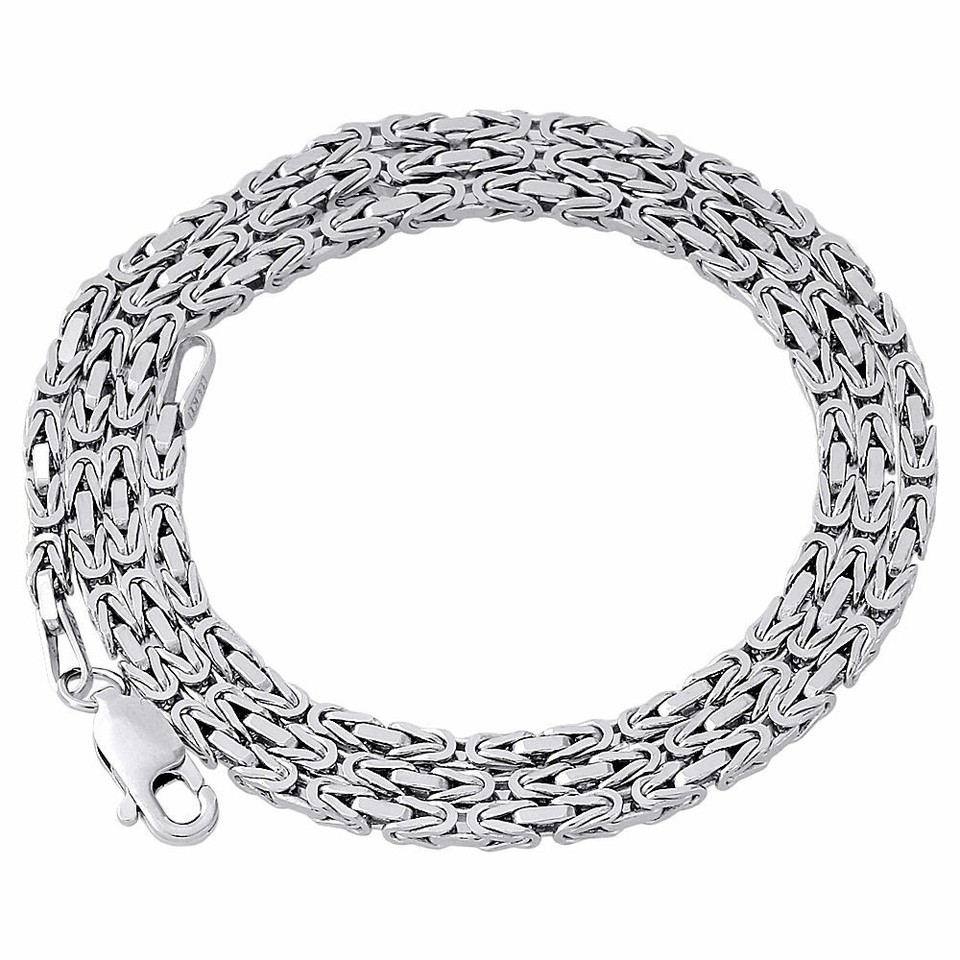 14K White Gold 2MM Solid Byzantine Italian Link Style Chain Necklace 16 ...