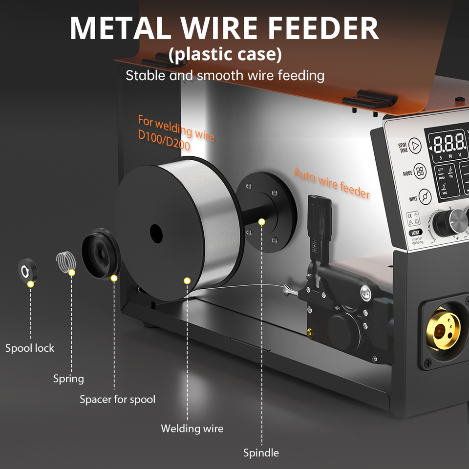 HITBOX 6IN1 Aluminum MIG Welder Gas Gasless 250A 220V LCD ARC/Lift TIG ...