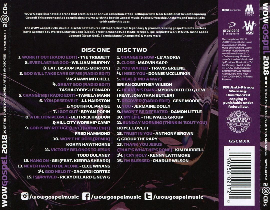 Wow Gospel 2007 Song List WOW Gospel 2015 (2 CD) Legacy Recordings