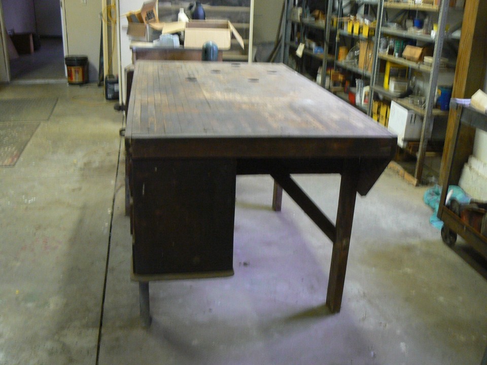 Antique leather working/ tanners Bench with vice Primitive unfinished ...