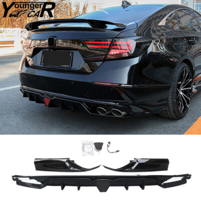 For 2018-2022 Honda Accord Rear Diffuser + Corner Apron Spats W/ LED ...