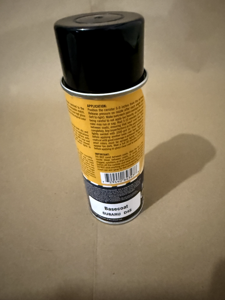 Subaru D4S (Crystal Black Silica) AutomotiveTouchup Base Coat Spray ...