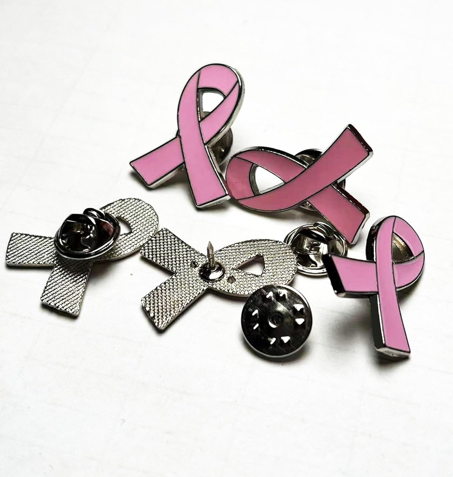 25/50/100/200 Pieces Pink Ribbon Pins Breast Cancer Awareness Enamel ...