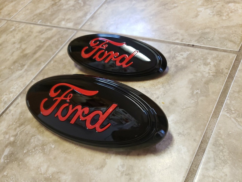 2016-2019 Ford Explorer Front and Rear Gloss Black and Red Ford Script ...