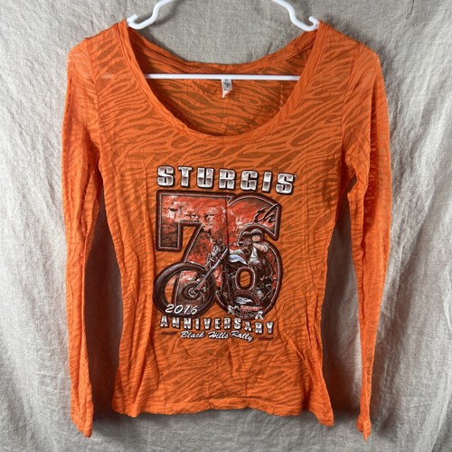 Sturgis Motorcycle Women's Orange Patterned Sheer 2016 76th Anniv ...