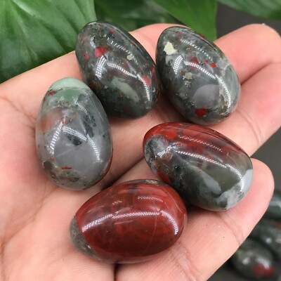 5pcs natural African blood stone quartz egg quartz crystal skull reiki ...