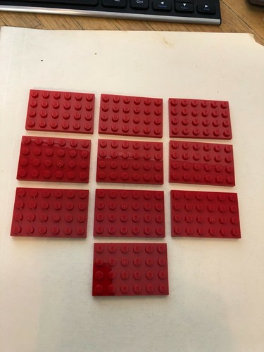 Lego New Lot Of 10 Plate 4x6 Red Base Plate 4 X 6 Roof Floor Building ...