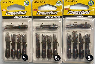 Berkley Power Bait Atomic Tubes 1/16 oz. Tube Jig 3packages of 5 tubes ...