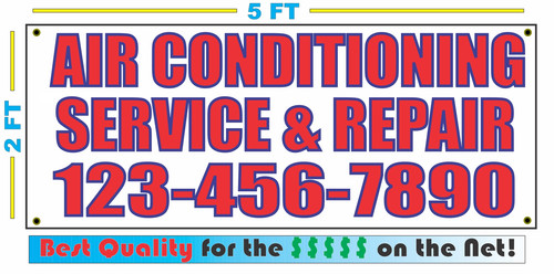 AIR CONDITIONING SERVICE & REPAIR w CUSTOM PHONE Banner Sign NEW 2x5 | eBay