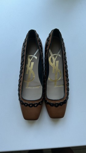 Yves Saint Laurent Flats Ballet Women Shoes Brown Leather Size 37 Italy ...