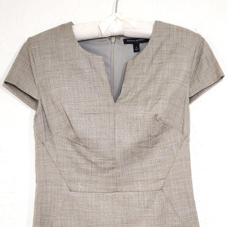 Banana Republic Factory Split Neck Sheath Dress NWT Size 2 Flax Beige ...