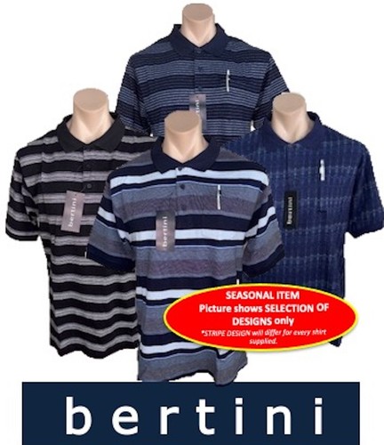 BERTINI - 100% COTTON COLLARED POLO WITH SMALL POCKET - ASSORTED ...