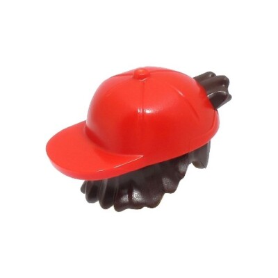 LEGO - Minifig, Hair / Hat Combo - Short Tousled Hair with Red Cap ...