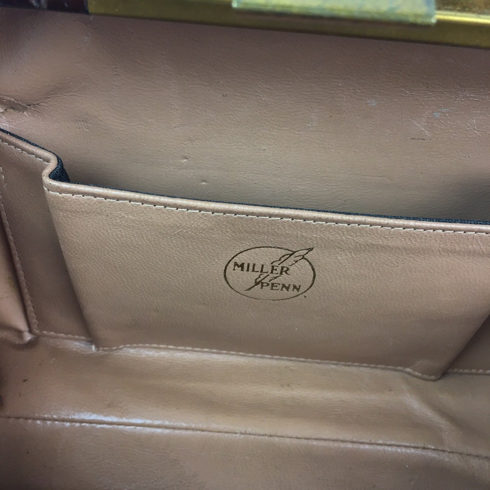 VINTAGE 40s 50s PURSE Top Handle BAG by Miller Penn Brown Alligator Bag ...