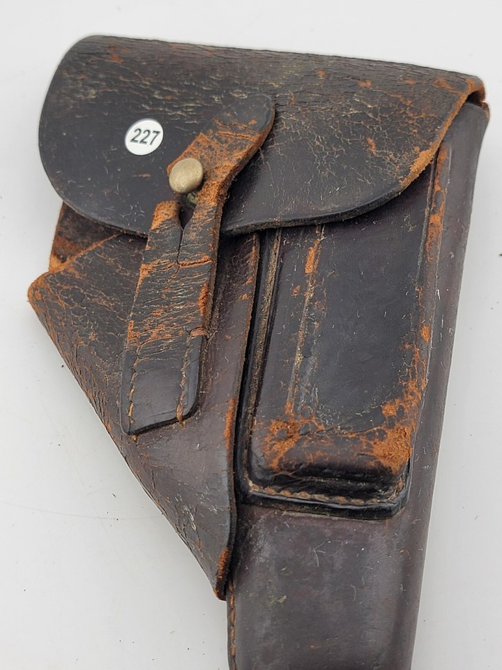 WWII Era German Police Leather Belt Holster for Sauer 38H Pistol -Black ...