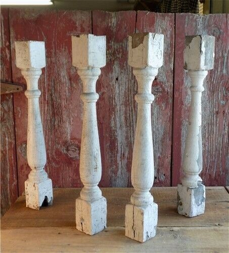 4 Balusters White Wood Architectural Salvage Spindles Porch Post House ...
